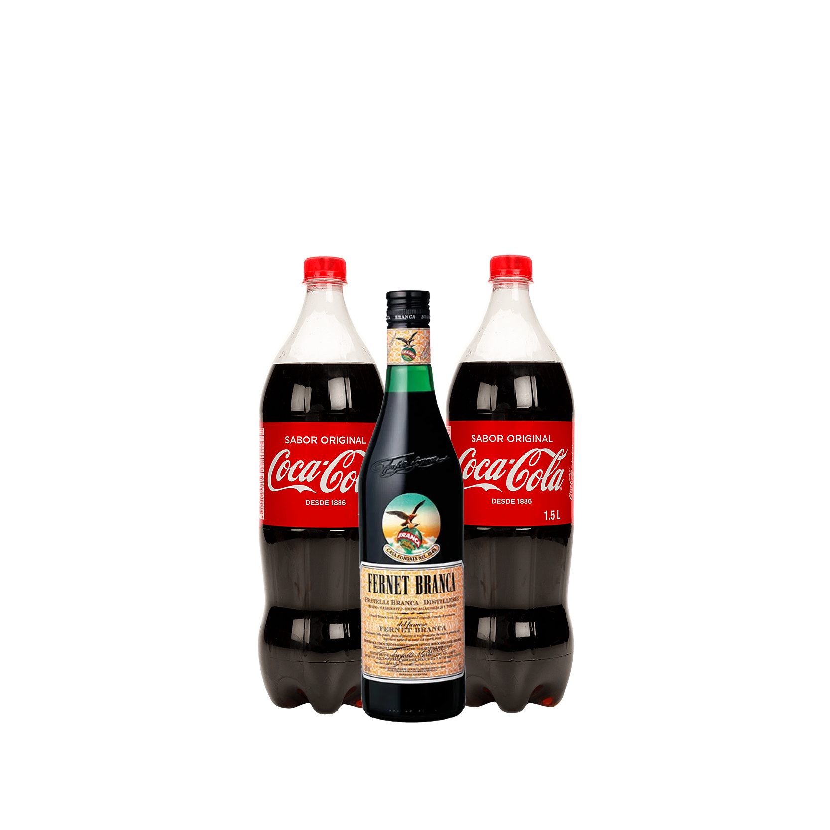 COMBO 1 FERNET BRANCA 750CC 2 COCA COLA 1,5L - Flaming #AcompañamosTusMomentos