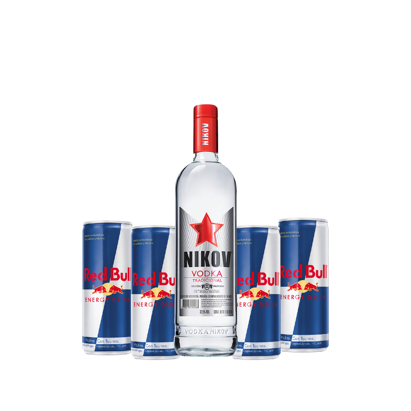 COMBO 1 VODKA NIKOV 1L 4 RED BULL 250CC - Flaming #AcompañamosTusMomentos