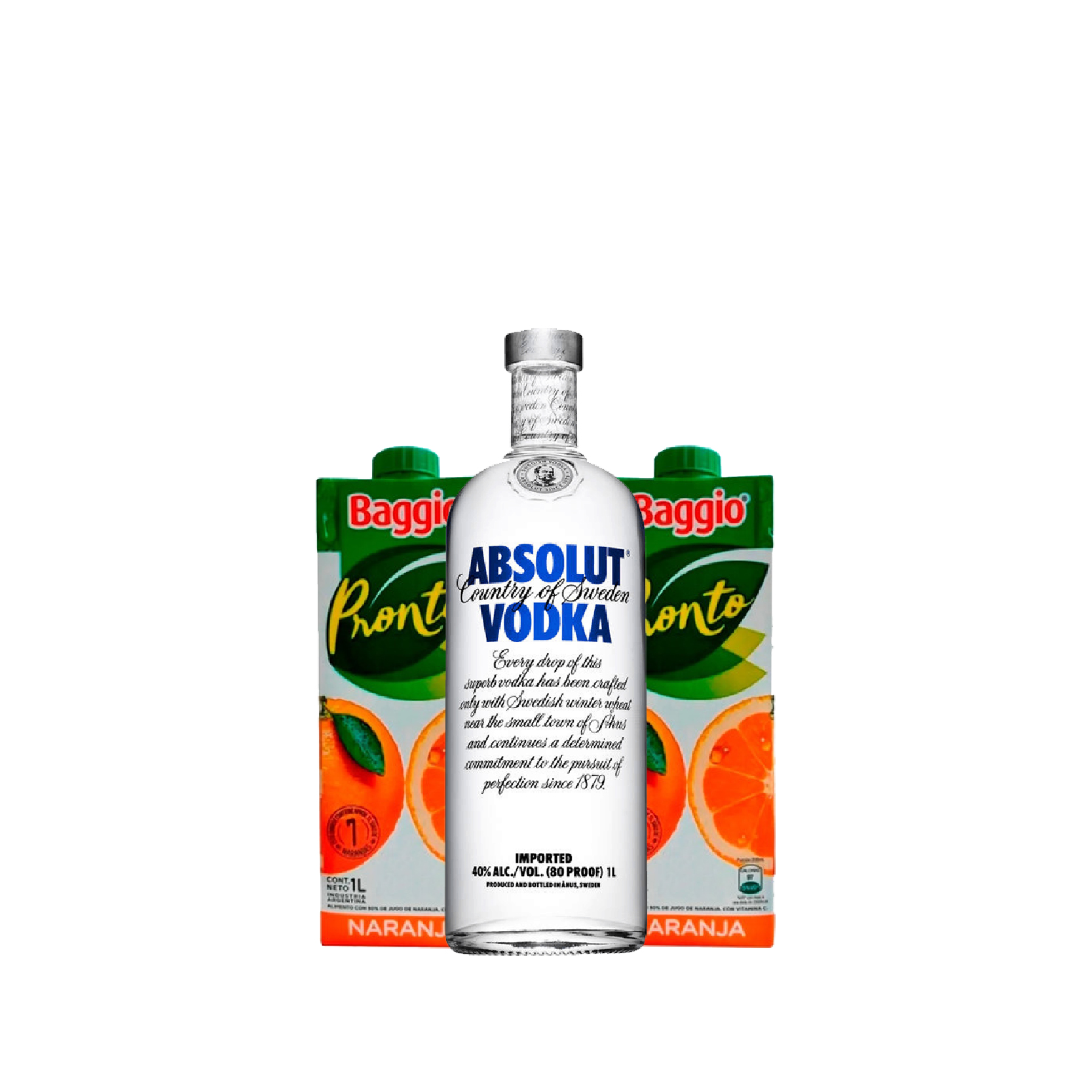 COMBO 1 VODKA ABSOLUT 750CC 2 BAGGIO NARANJA 1L - Flaming # ...