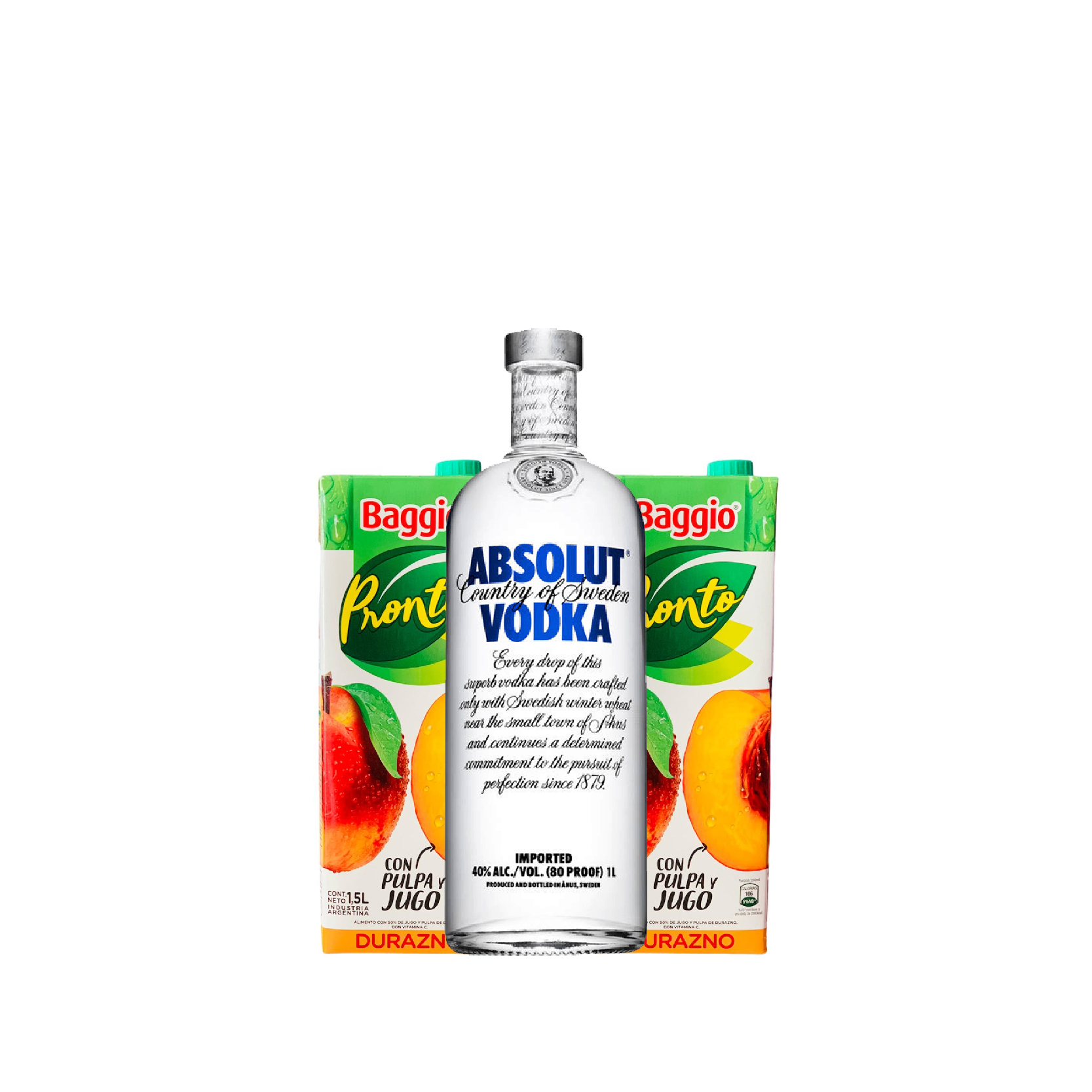 COMBO 1 VODKA ABSOLUT 750CC 2 BAGGIO DURAZNO 1L - Flaming # ...